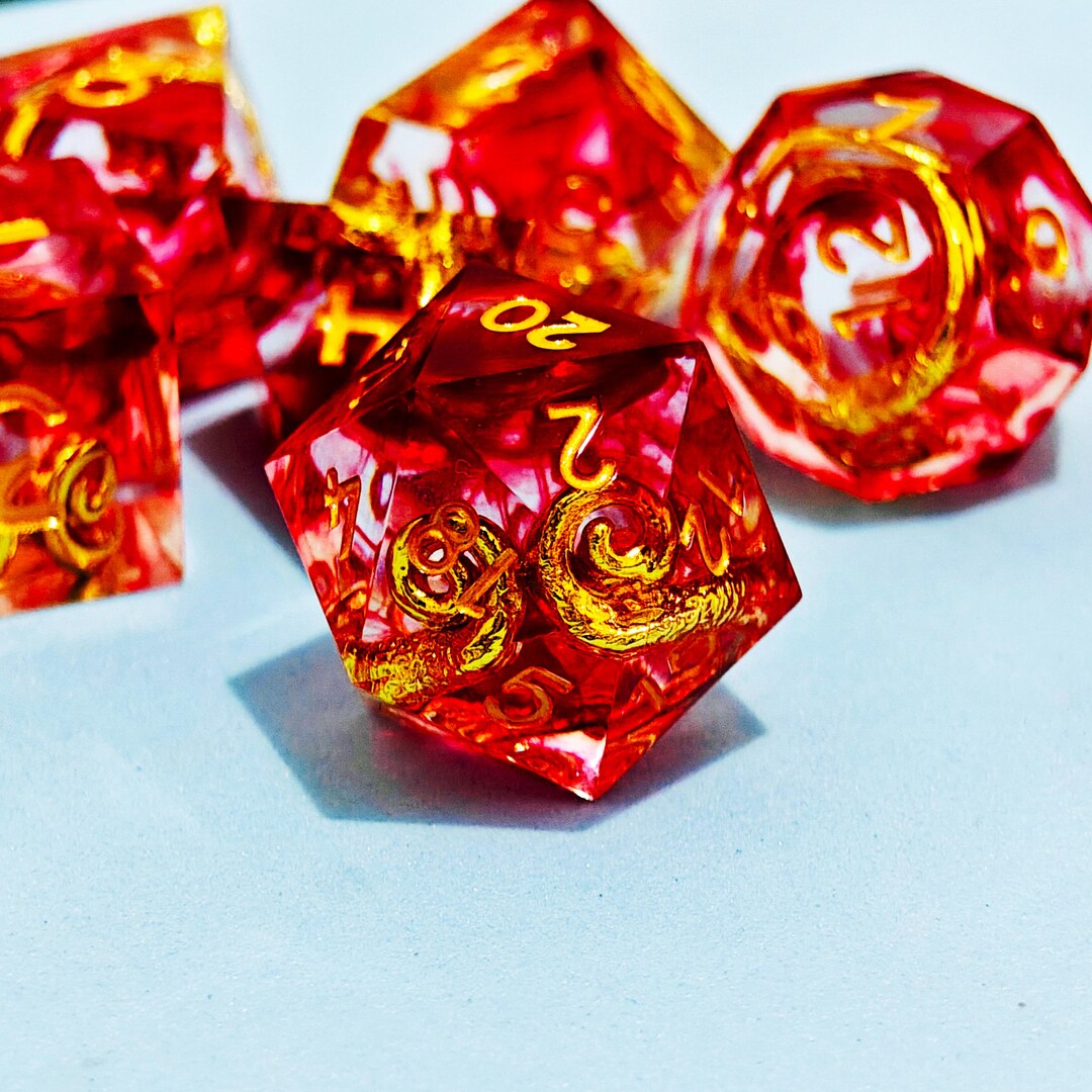 Red D&D Polyhedral Resin Dice, Black Myth Role Playing Resin Dice ...