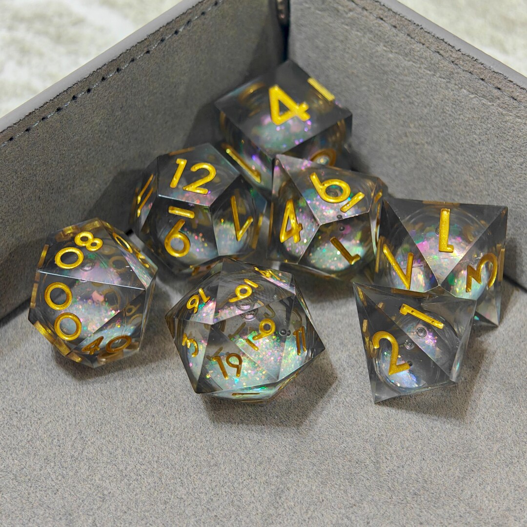 Dnd Transparent Liquid Core Dice for Role Playing Games, Sharp Edge ...