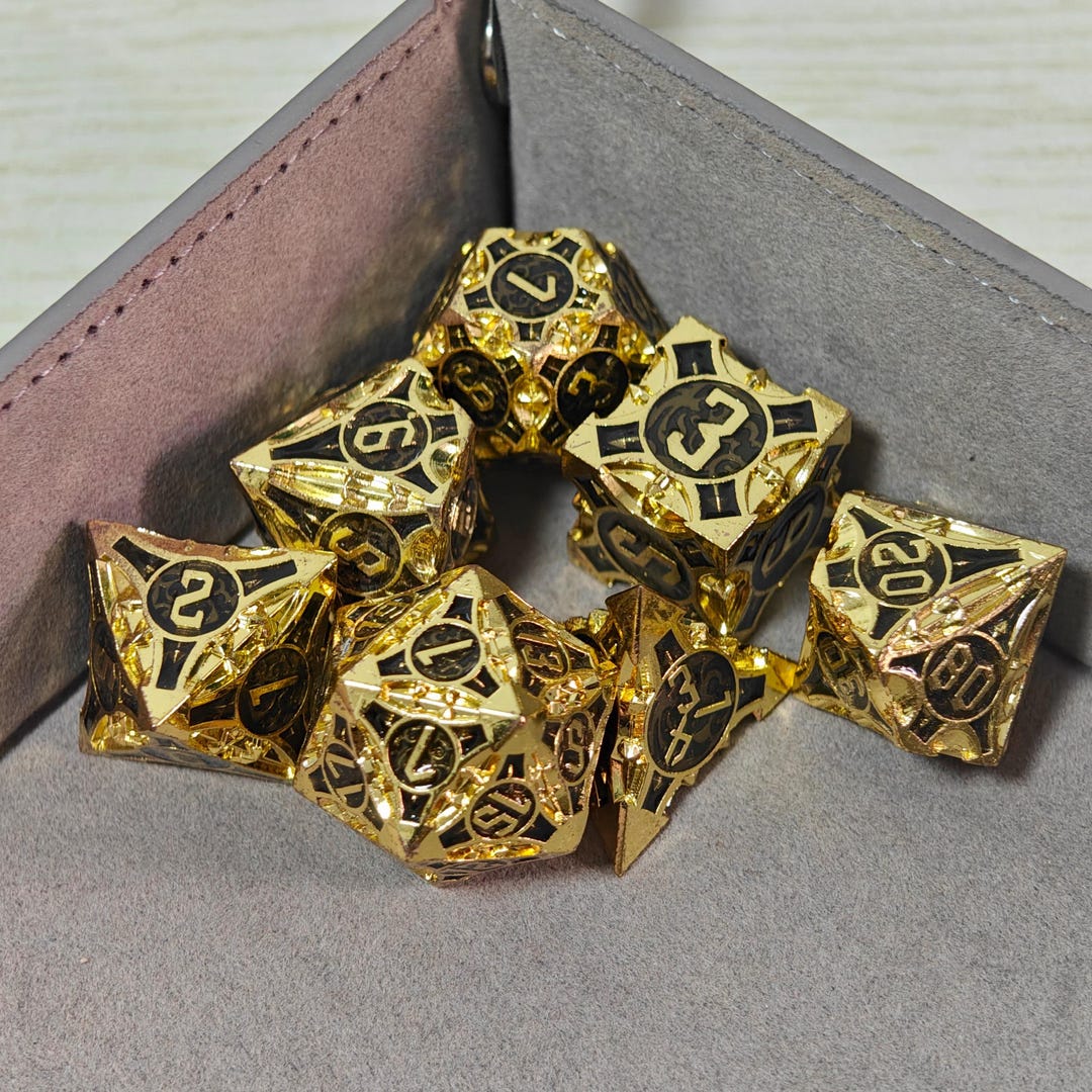 Gold Metal Dice Set, Metal Dice Set for Role Playing Games, Metal D&d ...