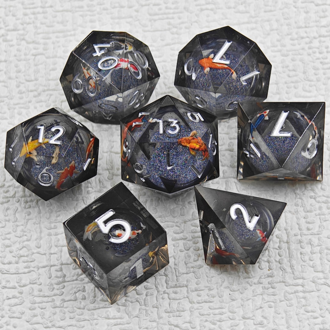 7-die DND Dice Set, Liquid Core Resin DND Dice, Quicksand Handmade ...