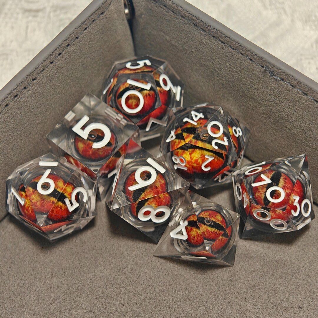 Red Dragon's Eye Dice, Dnd Dice Set, Handmade Liquid Core Dnd Dice ...