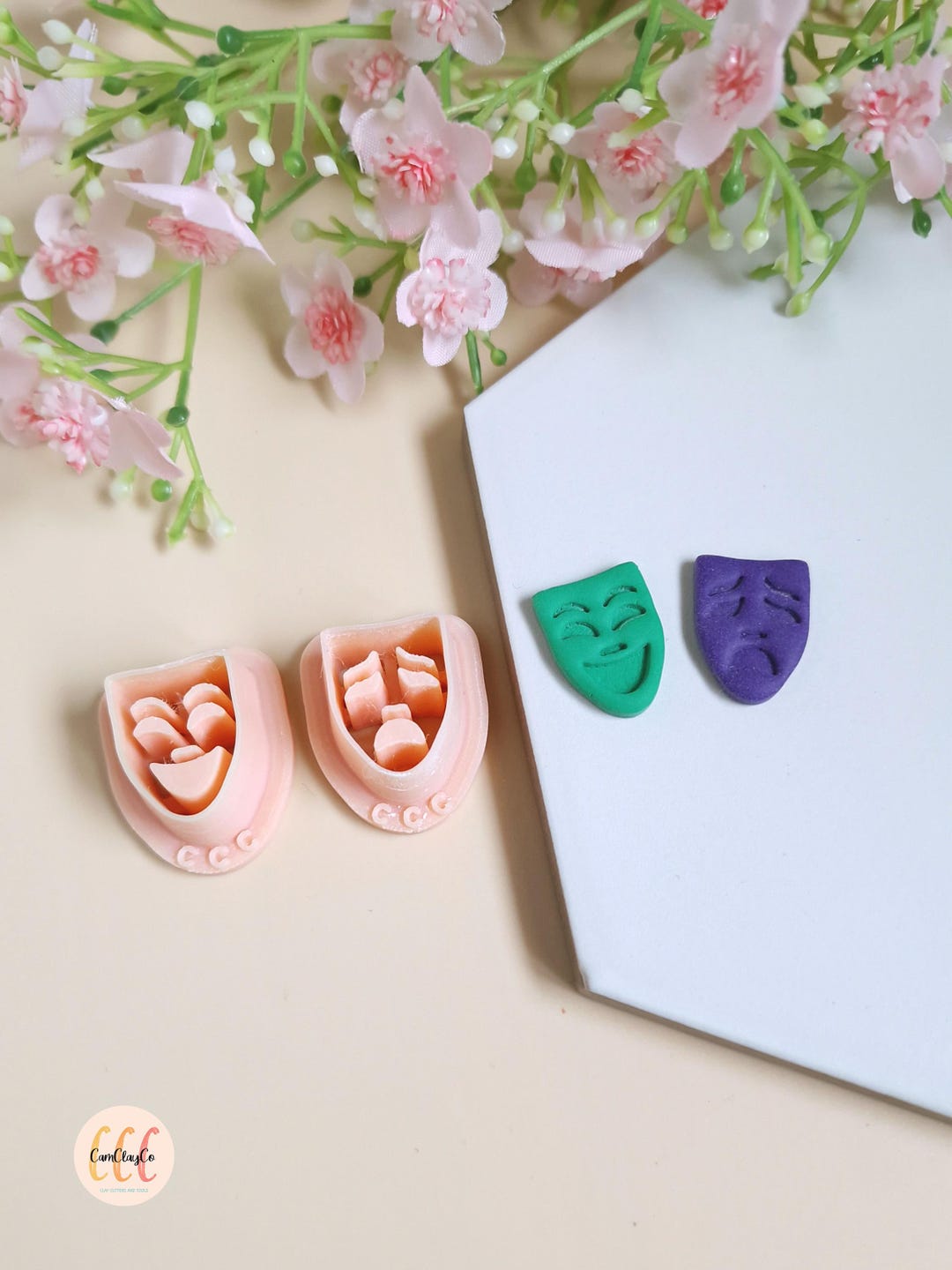 3D Happy and Sad Mask Cookie Cutter for Polymer Clay Jewelry Making ...