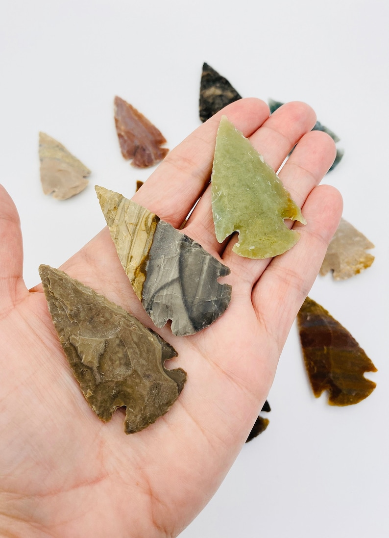 20pc 2" Stone Arrowheads, Hand Knapped Arrowheads, Spear Head, Large ...