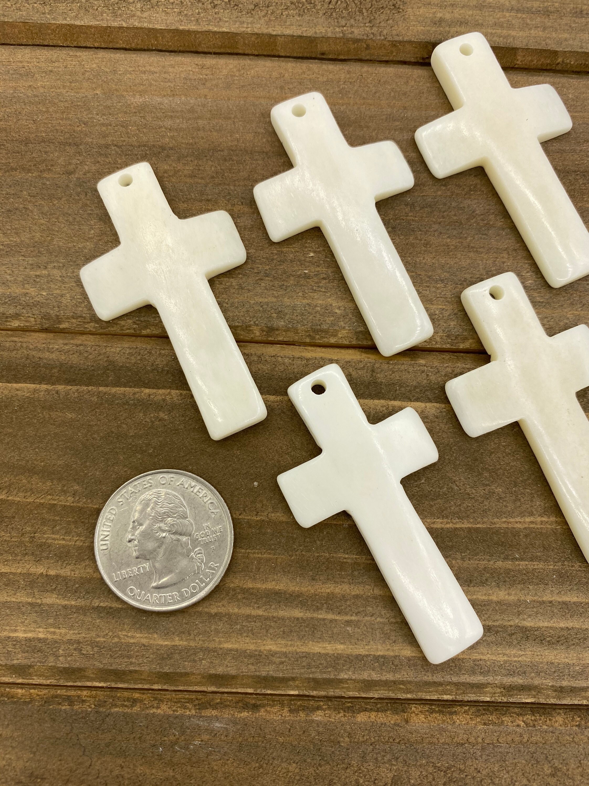 5pc 2 Bone Cross Pendants 50mm Carved Bone Cross - Etsy