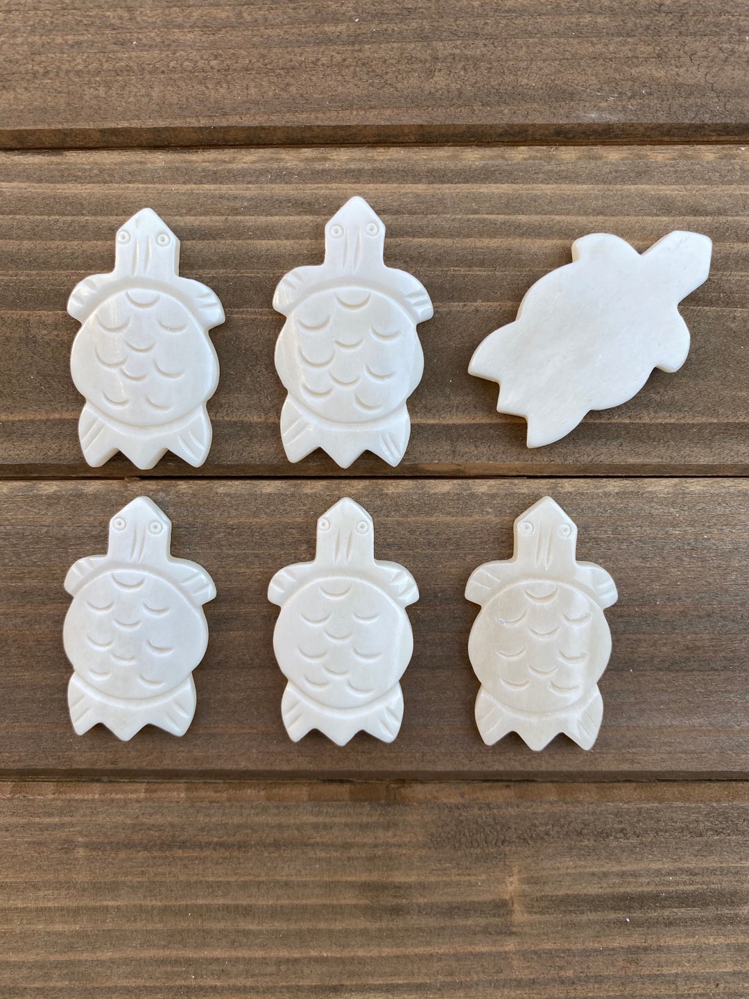 5pc 43mm Sea Turtle Charms, Carved Bone Sea Turtle Beads, Buffalo Bone ...
