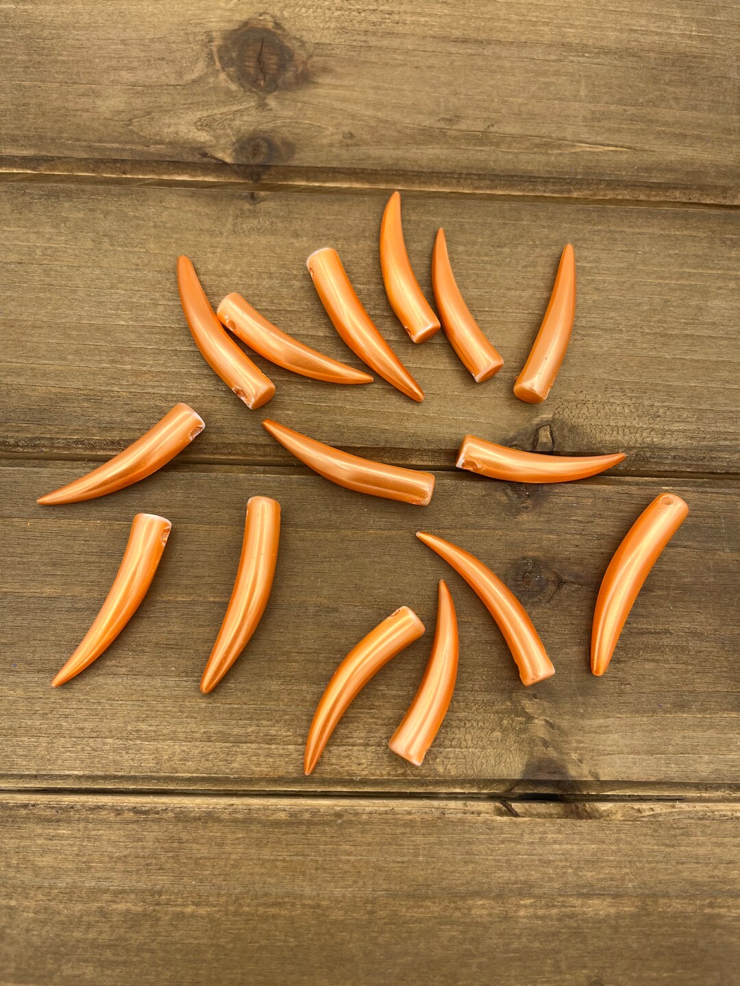 5pc 1.25" Dyed Shell Tusks, Copper Shell, Orange Shell, Shell Spike ...