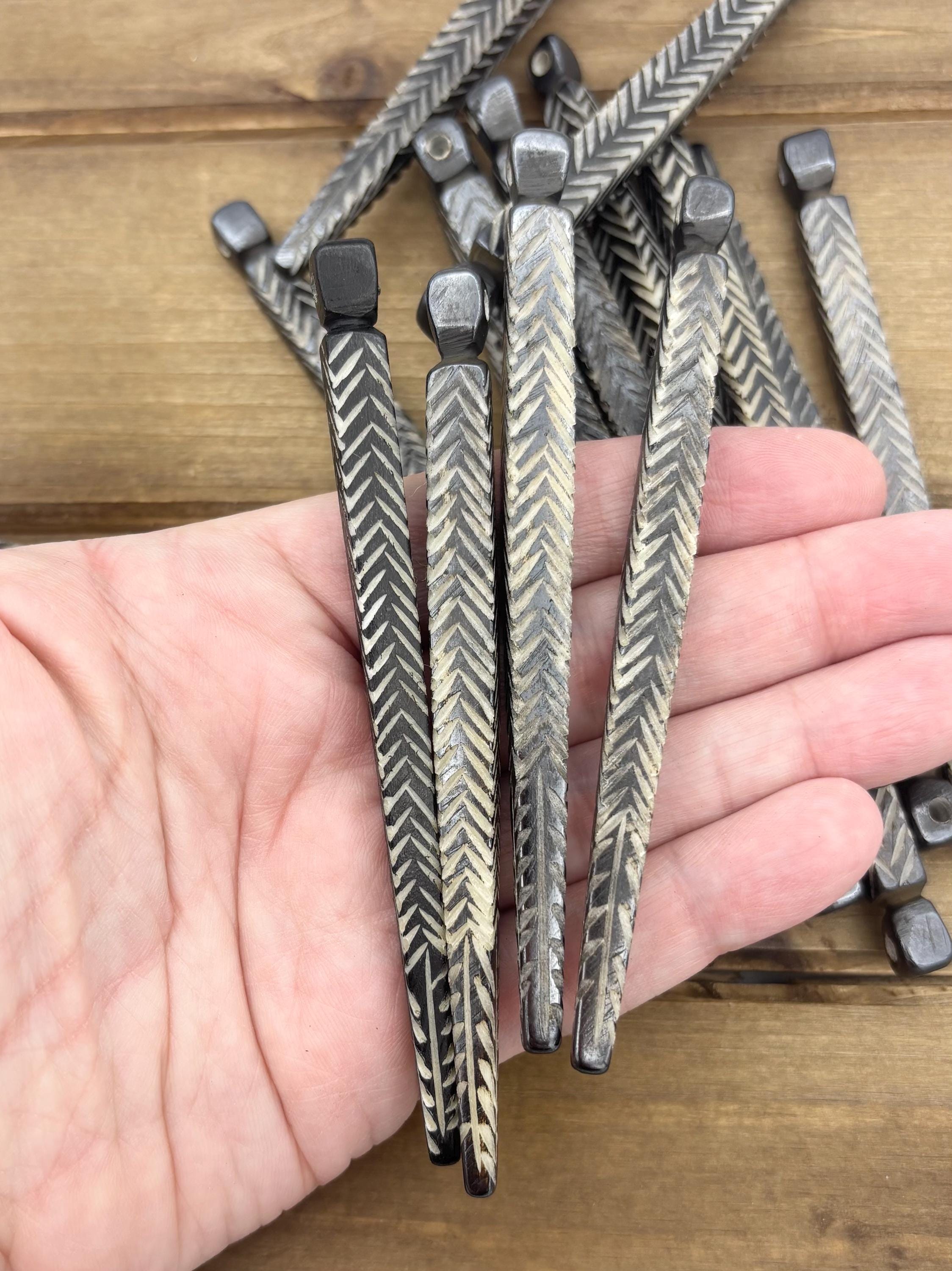 5pc 4" Chevron Bone Spike Pendants, 100mm, Nalbinding, Needle, Bone ...