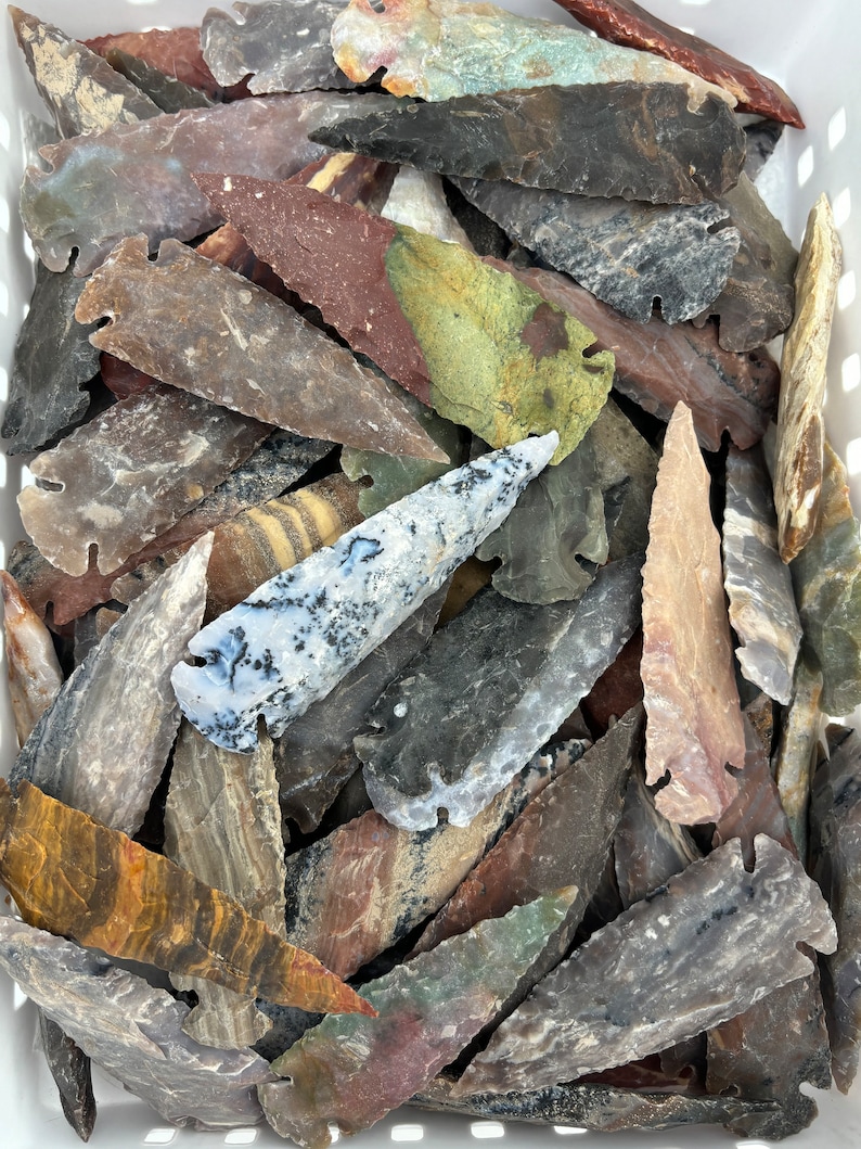 3pc+ 4" Arrowheads, Stone Arrowheads, 4 Inch Arrowheads, Spears, Stone ...