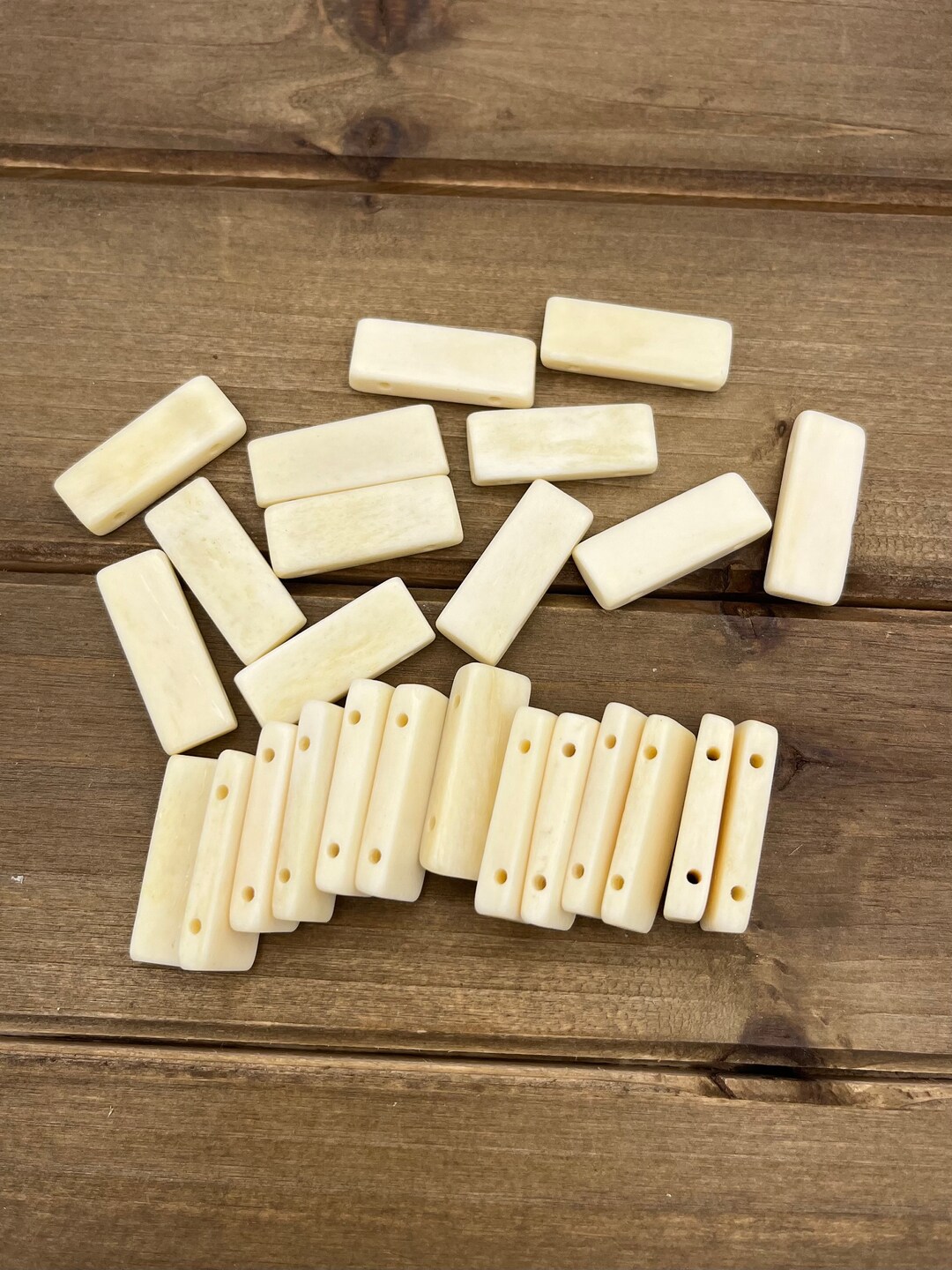 2 Hole Bone Spacer Beads, 25pc Bone Spacers, 1" Bone Spacers, Bone ...