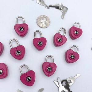 10pc Rose Pink Heart Locks, Heart Padlocks, Mini Locks, Valentines Day ...