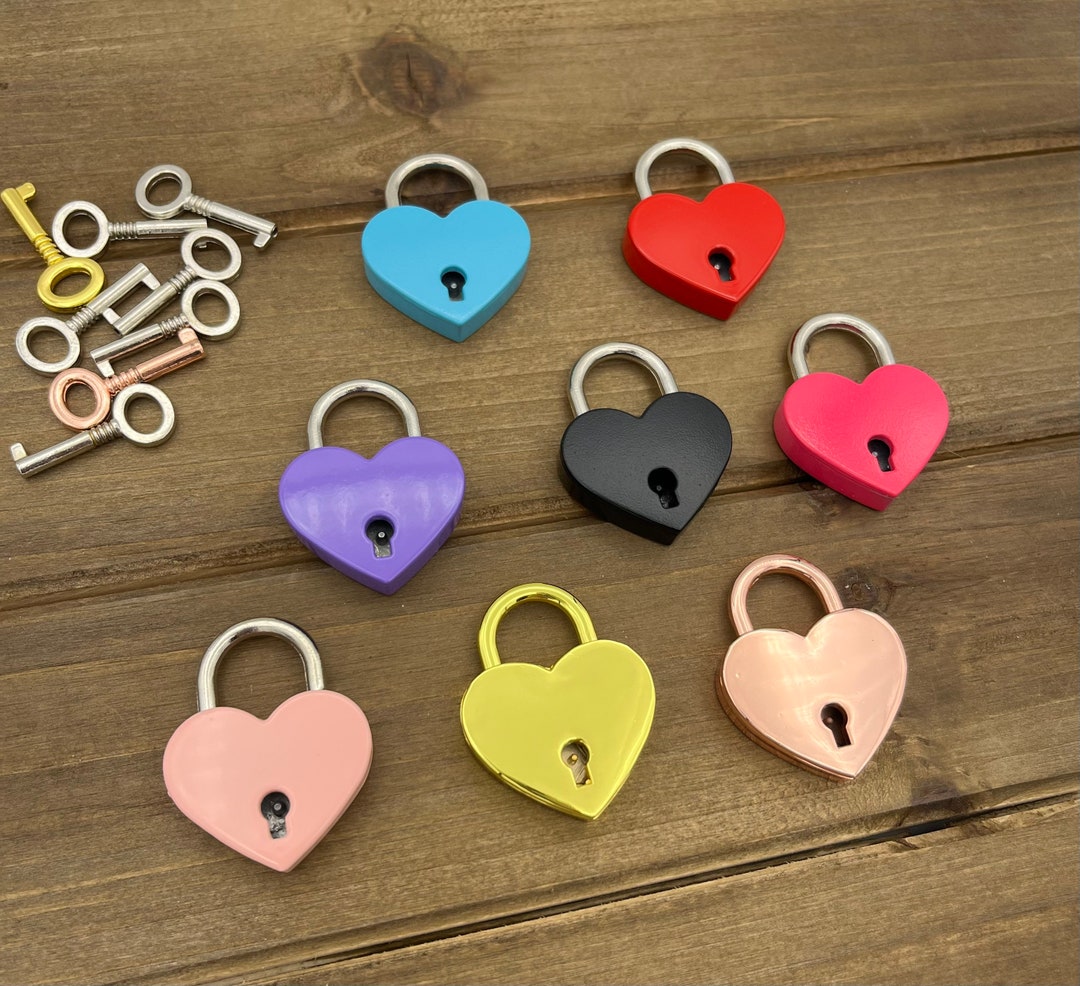 Mini Heart Padlock, Pink, Rose Gold, Black, Purple, Novelty Locks ...
