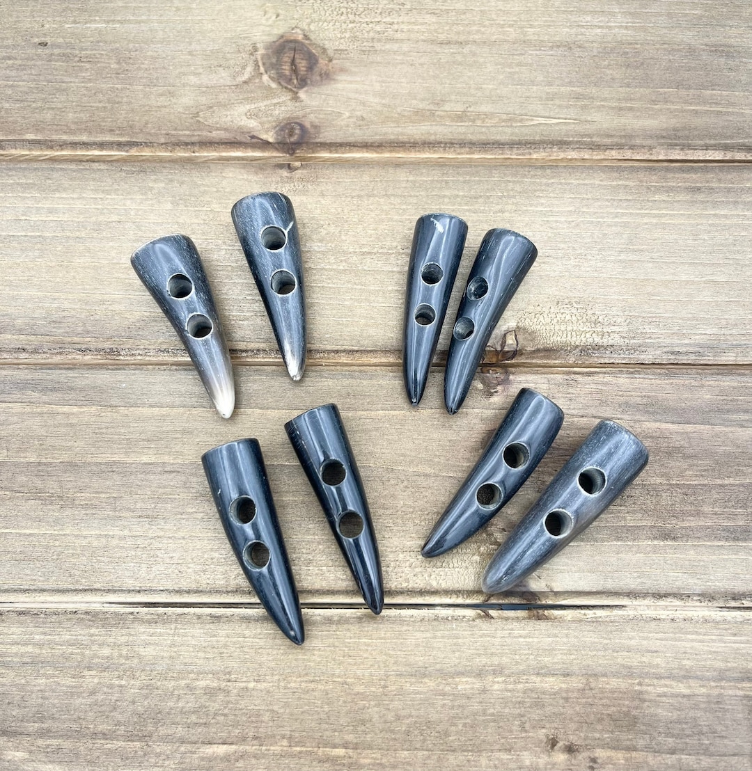 2pc Natural Black Horn Toggle Buttons, 2" Toggle Buttons, Horn Tips ...