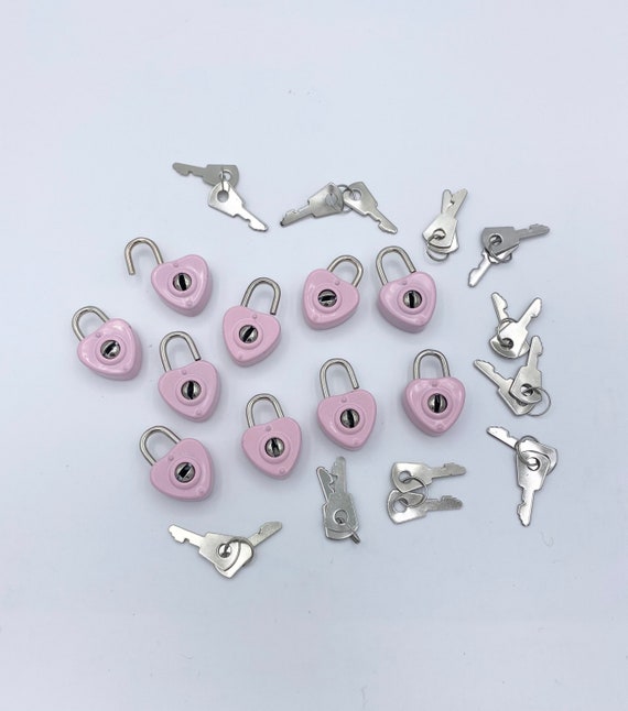 10pc Light Pink Mini Heart Padlocks Sets Vintage Novelty | Etsy