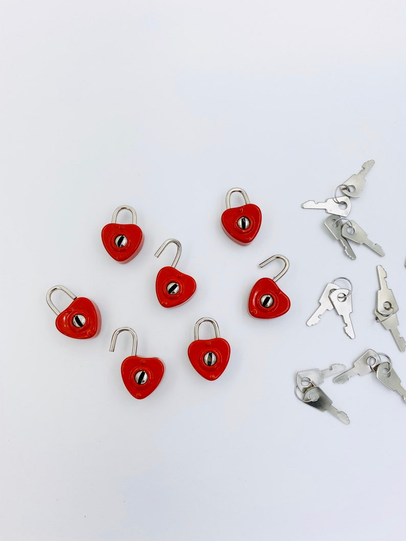 10pc Red Heart Locks Heart Padlocks Mini Locks Valentines - Etsy