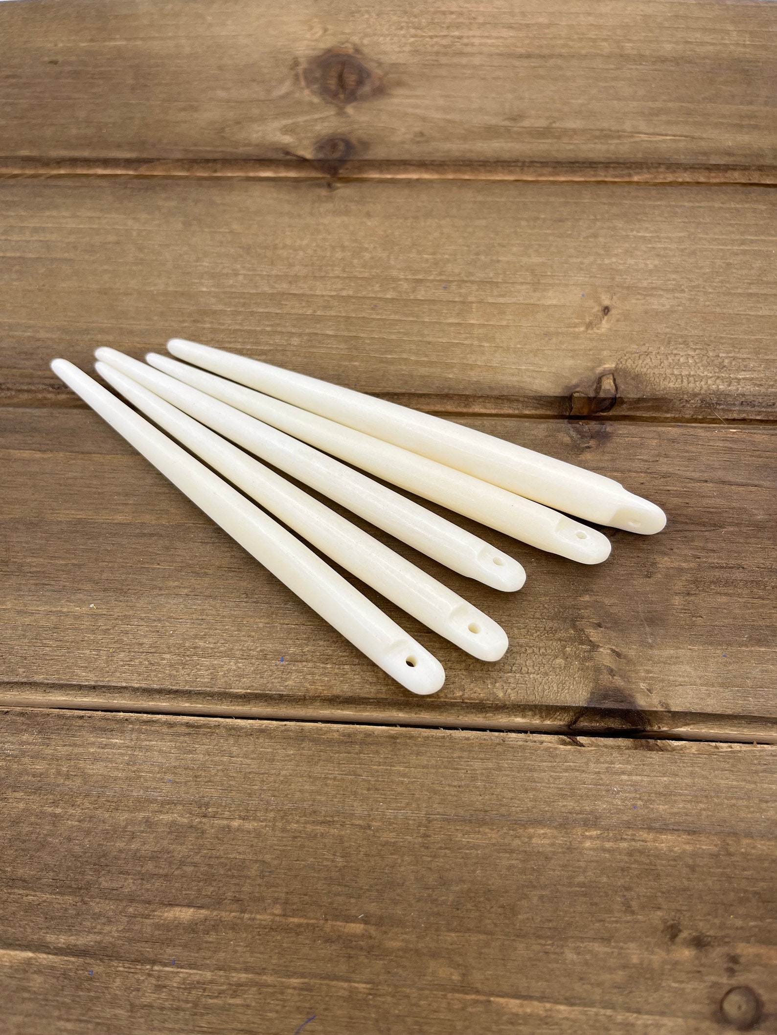 5pc 4" Bone Needle Pendants, Nalbinding, Bone Spikes, Carved Bone Beads ...