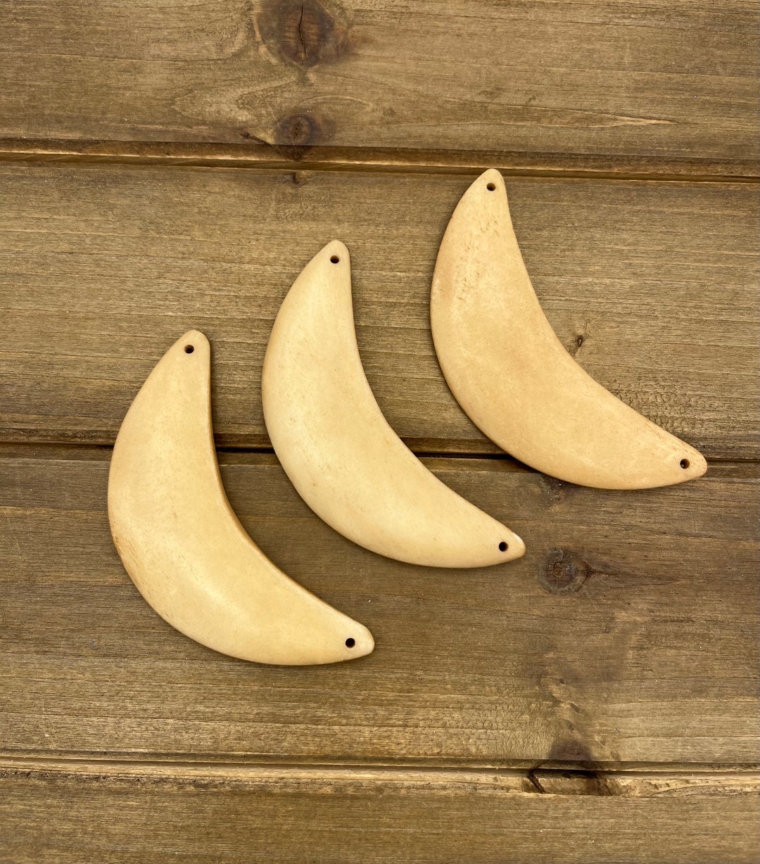 3" Carved Bone Crescent Moon Pendant, Jewelry Making, Natural Bone ...