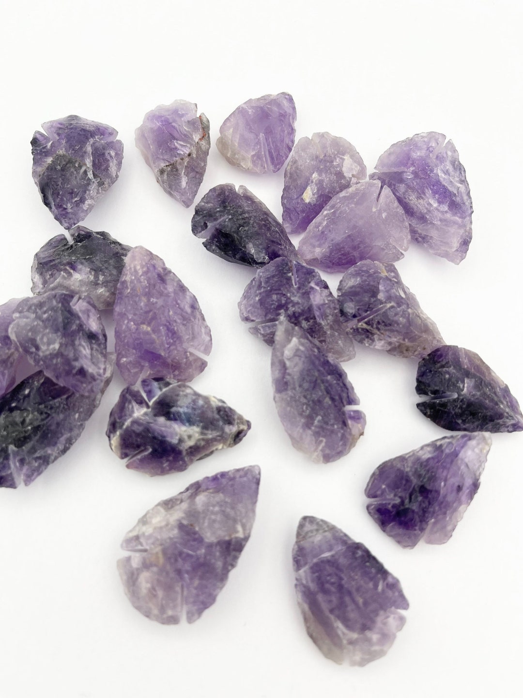 10pc Amethyst Arrowheads, Wholesale Lot, Hand Knapped Arrowheads, Spear ...