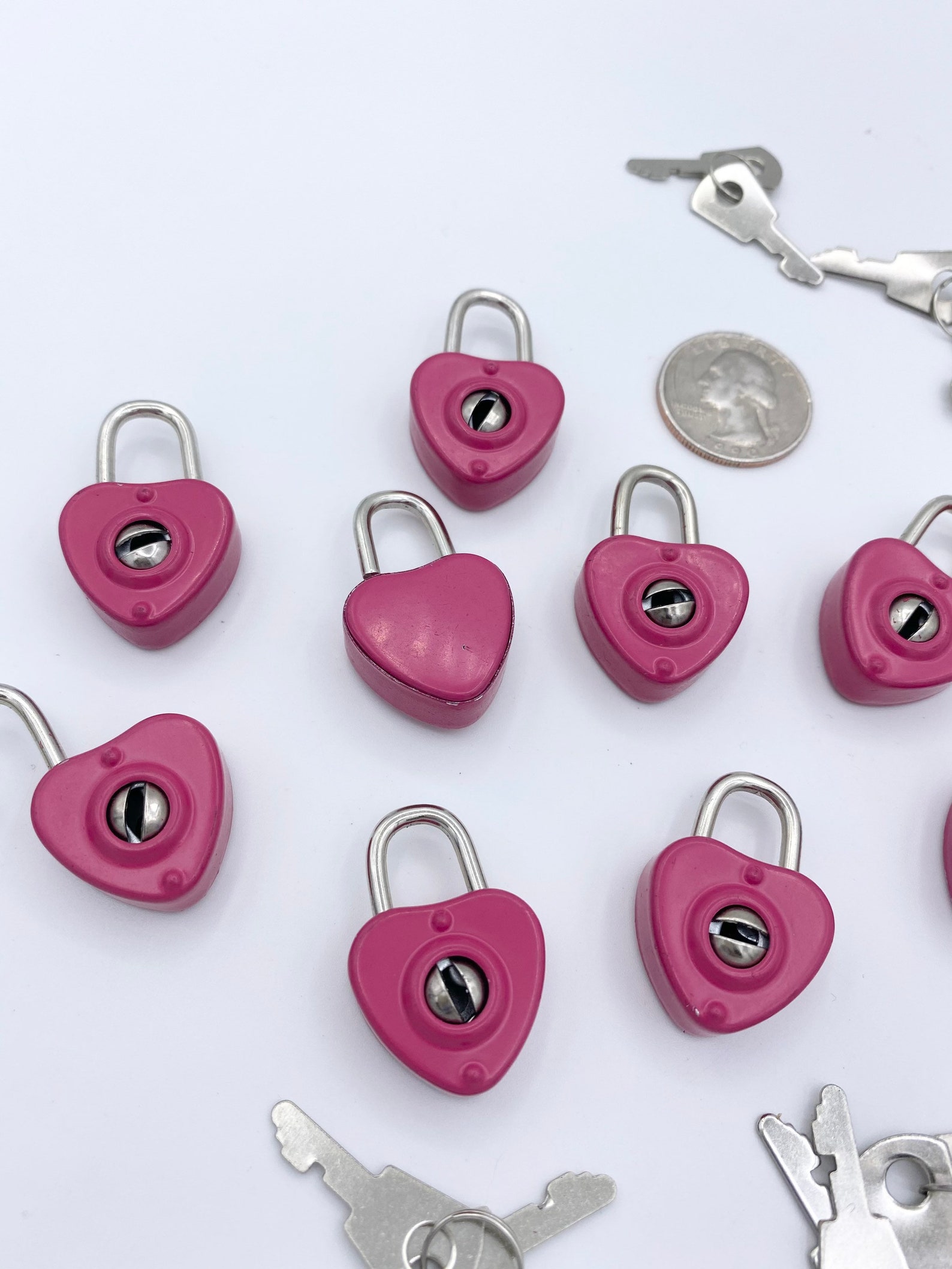 10pc Rose Pink Heart Locks, Heart Padlocks, Mini Locks, Valentines Day ...