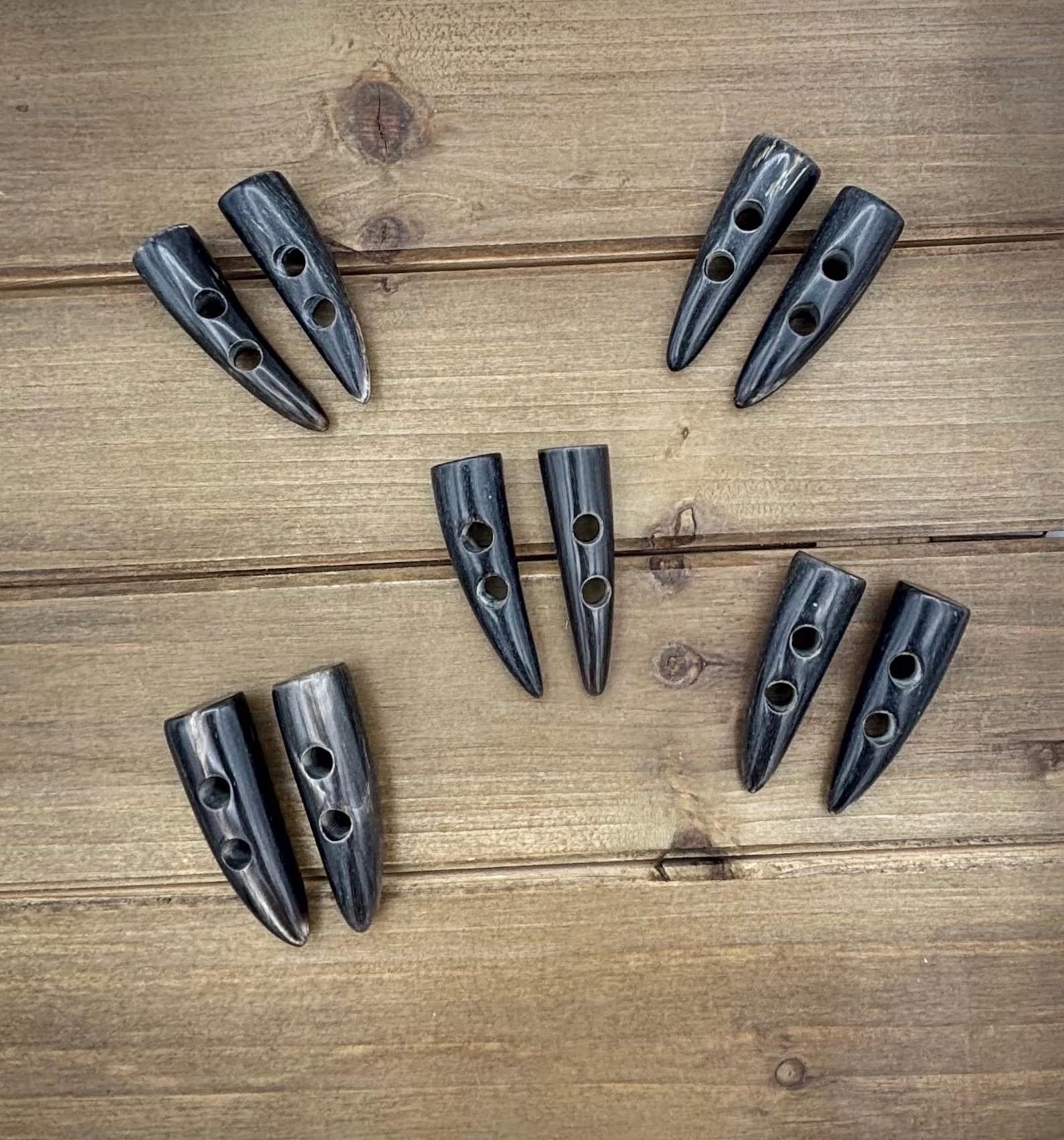 2pc Natural Black Horn Toggle Buttons, 2" Toggle Buttons, Horn Tips ...