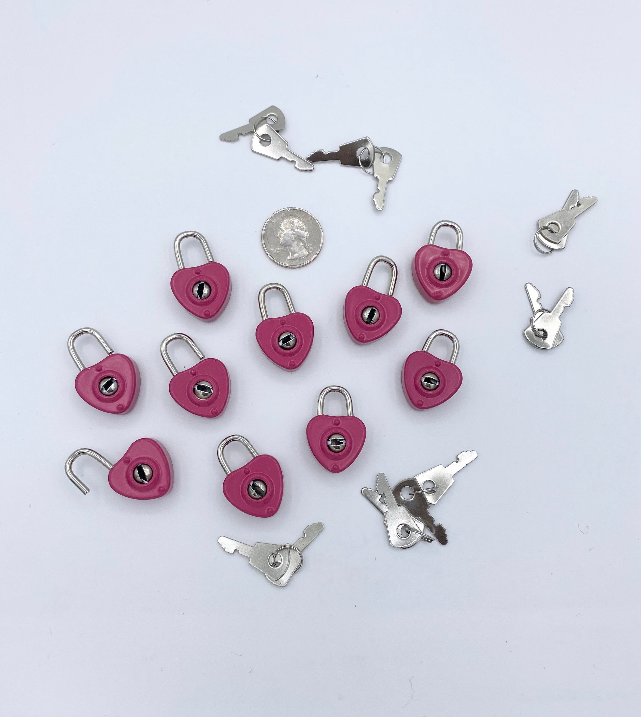 10pc Rose Pink Heart Locks Heart Padlocks Mini Locks - Etsy