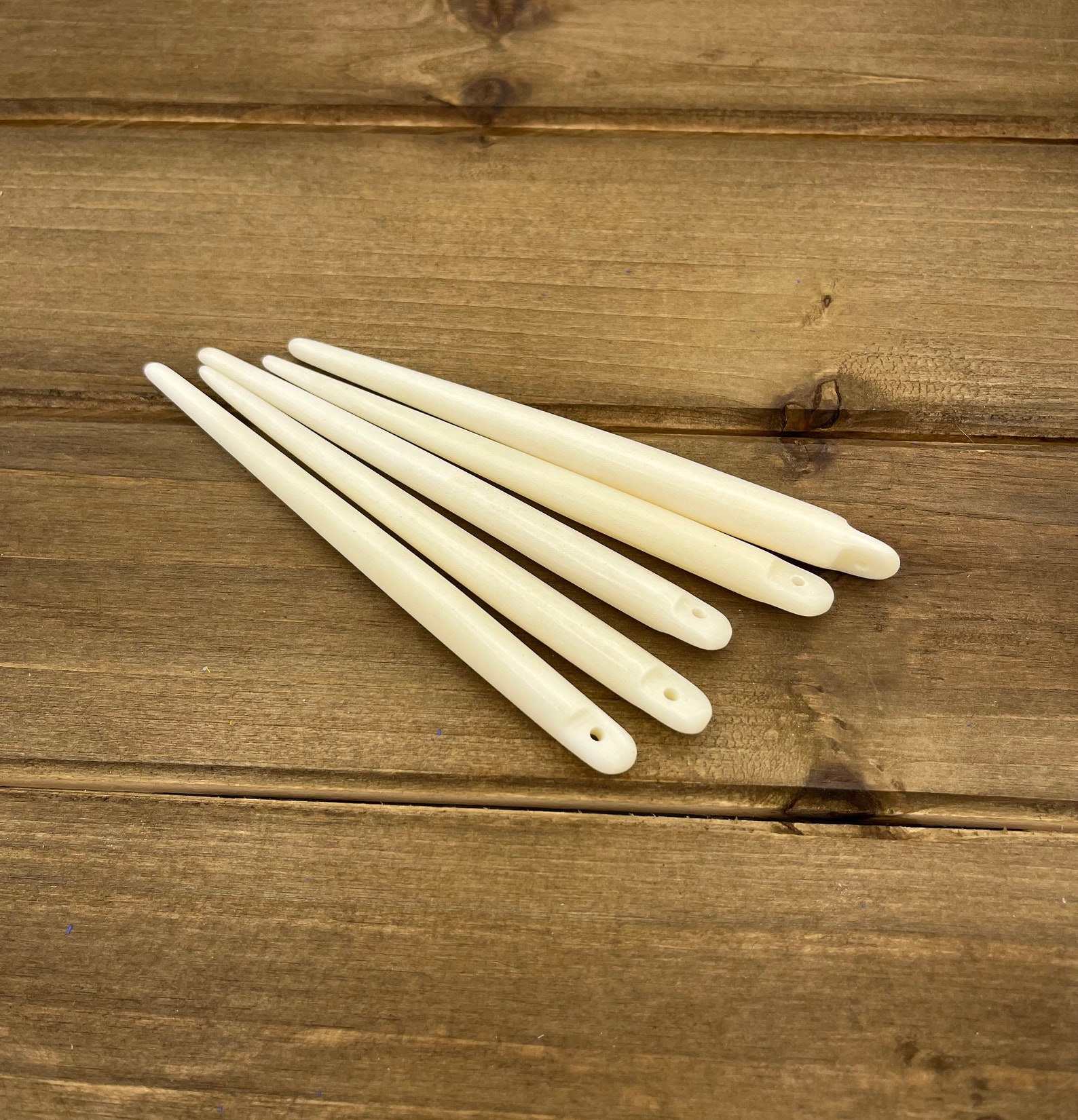 5pc 4" Bone Needle Pendants, Nalbinding, Bone Spikes, Carved Bone Beads ...