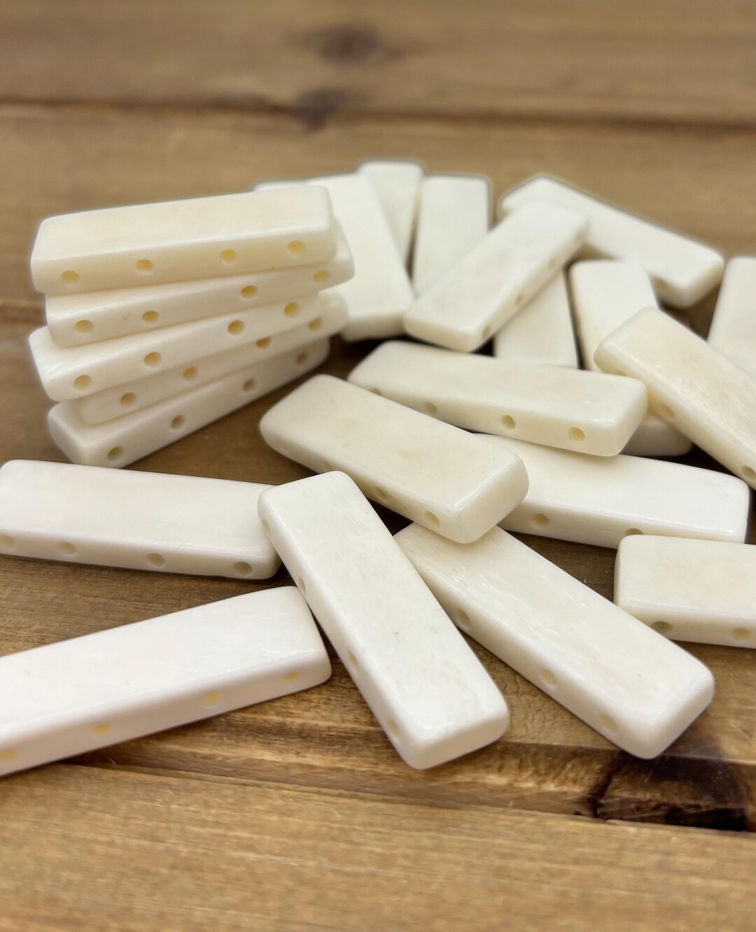 4 Hole Bone Spacer Beads, 20pc Bone Spacers, 1.25" Bone Spacers, Bone ...