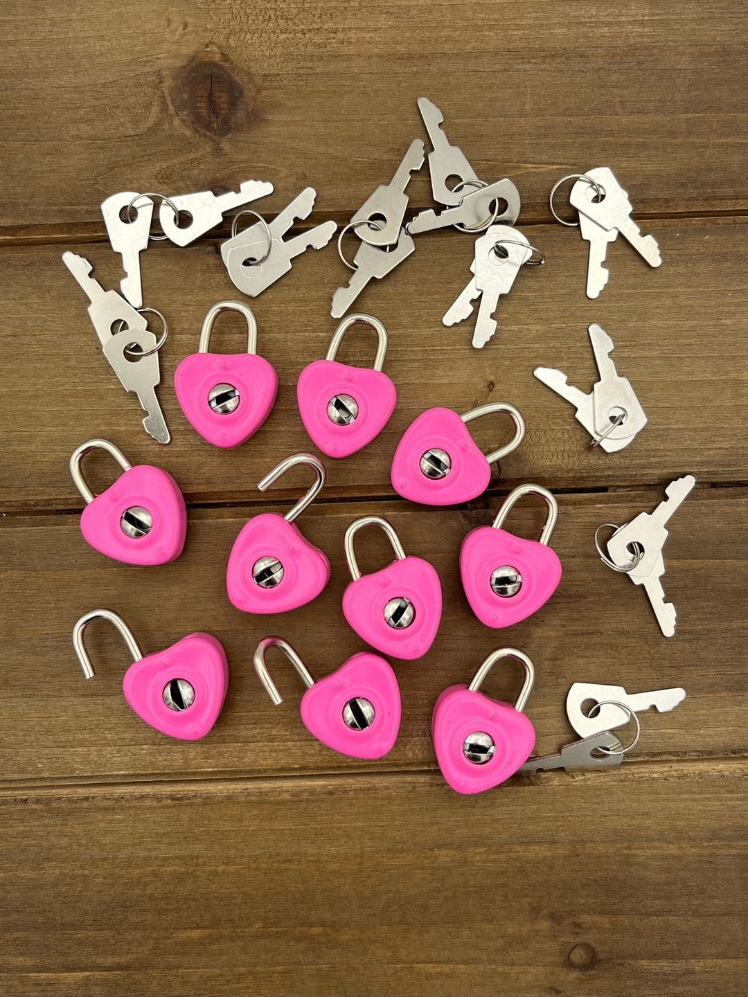 10pc Pink Heart Locks, Heart Padlocks, Mini Locks, Valentines Day ...