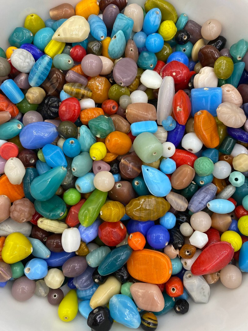1/2lb India Glass Beads, Bulk Beads, Colorful Glass Beads, Half Pound ...