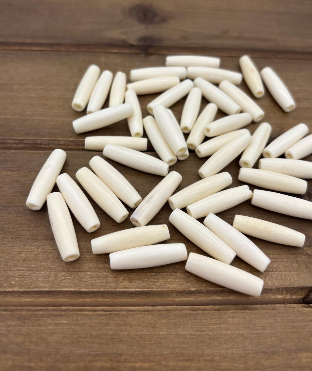 50pc 1" White Bone Hair Pipe Beads Mix, Hare Pipe, Bone Tube Beads ...