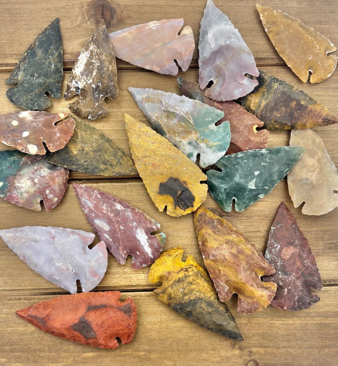 20pc 2" Stone Arrowheads, Hand Knapped Arrowheads, Spear Head, Large ...