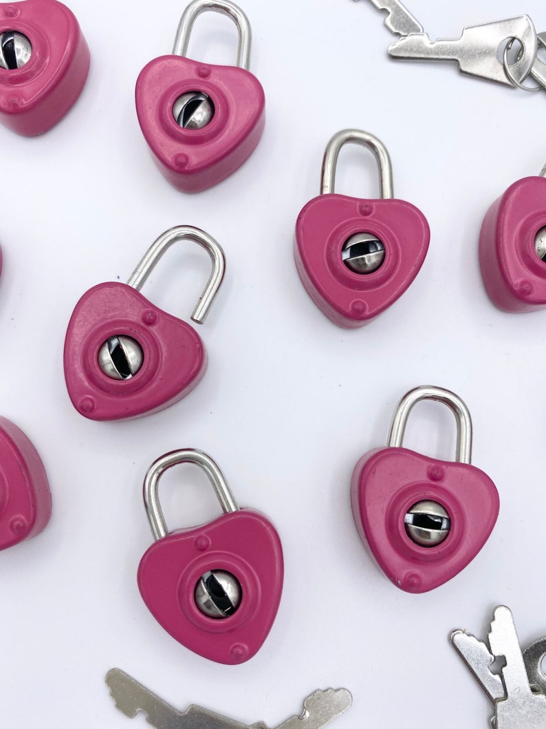 10pc Rose Pink Heart Locks, Heart Padlocks, Mini Locks, Valentines Day ...