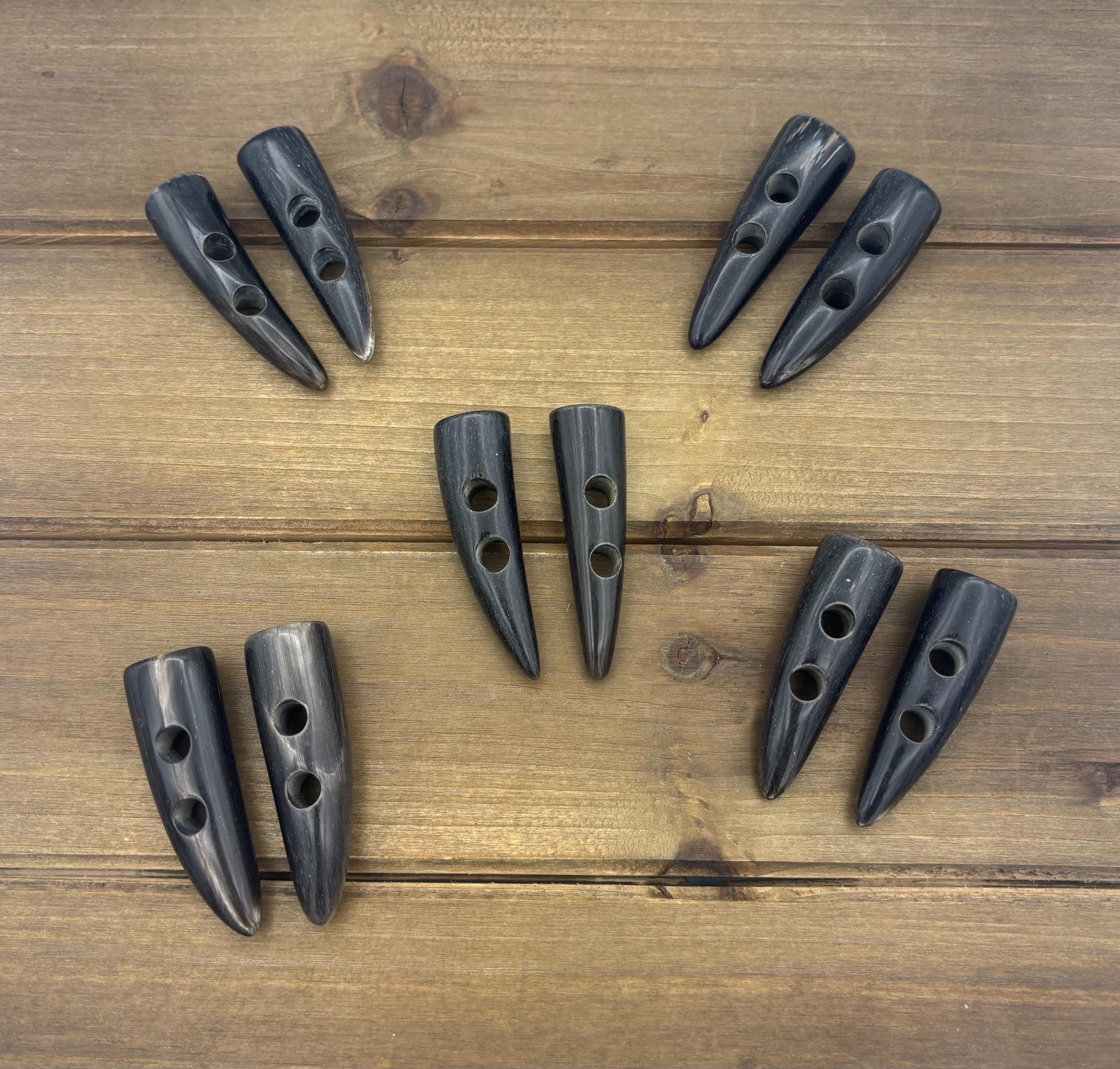 2pc Natural Black Horn Toggle Buttons, 2" Toggle Buttons, Horn Tips ...