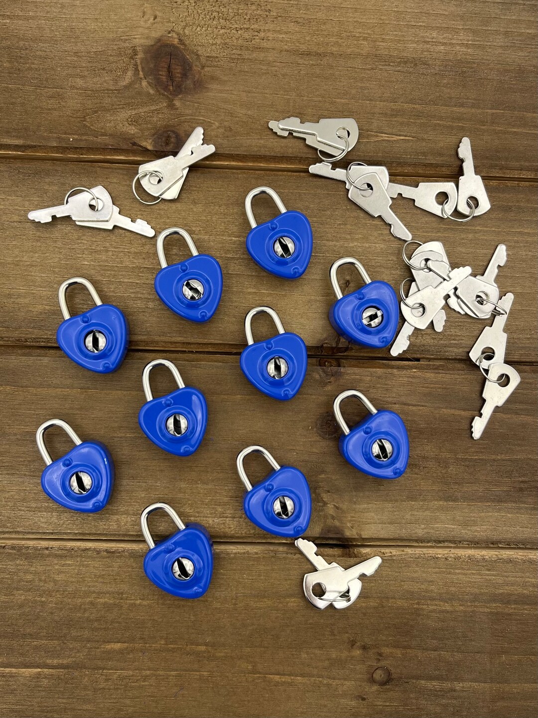 10pc Blue Mini Heart Padlocks Sets, Vintage Novelty Locks, Party Favors ...
