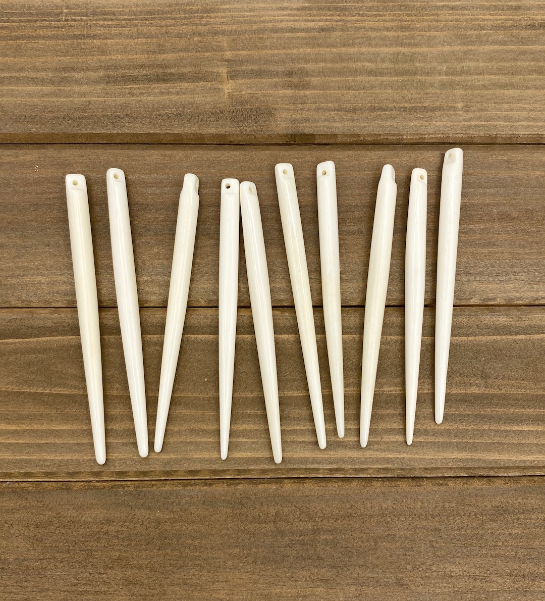 10pc 4" Bone Spike Pendants, Nalbinding, Bone Needle Charms, Carved ...