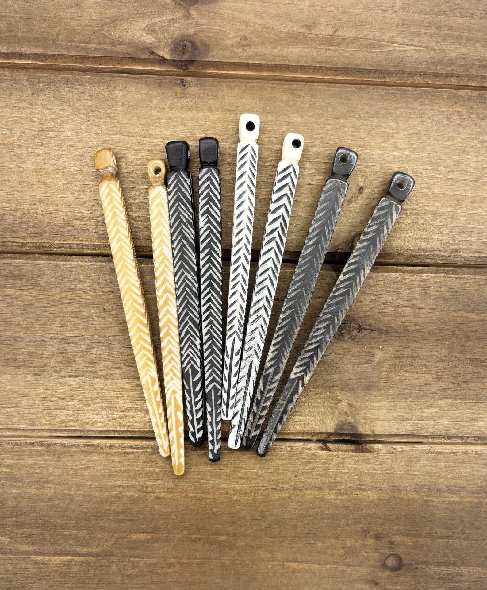 5pc 4" Chevron Bone Spike Pendants, 100mm, Nalbinding, Needle, Bone ...