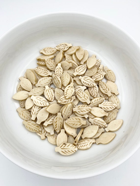 10pc Tea Dyed Carved Bone Leaf Pendants 27mm Carved Bone - Etsy