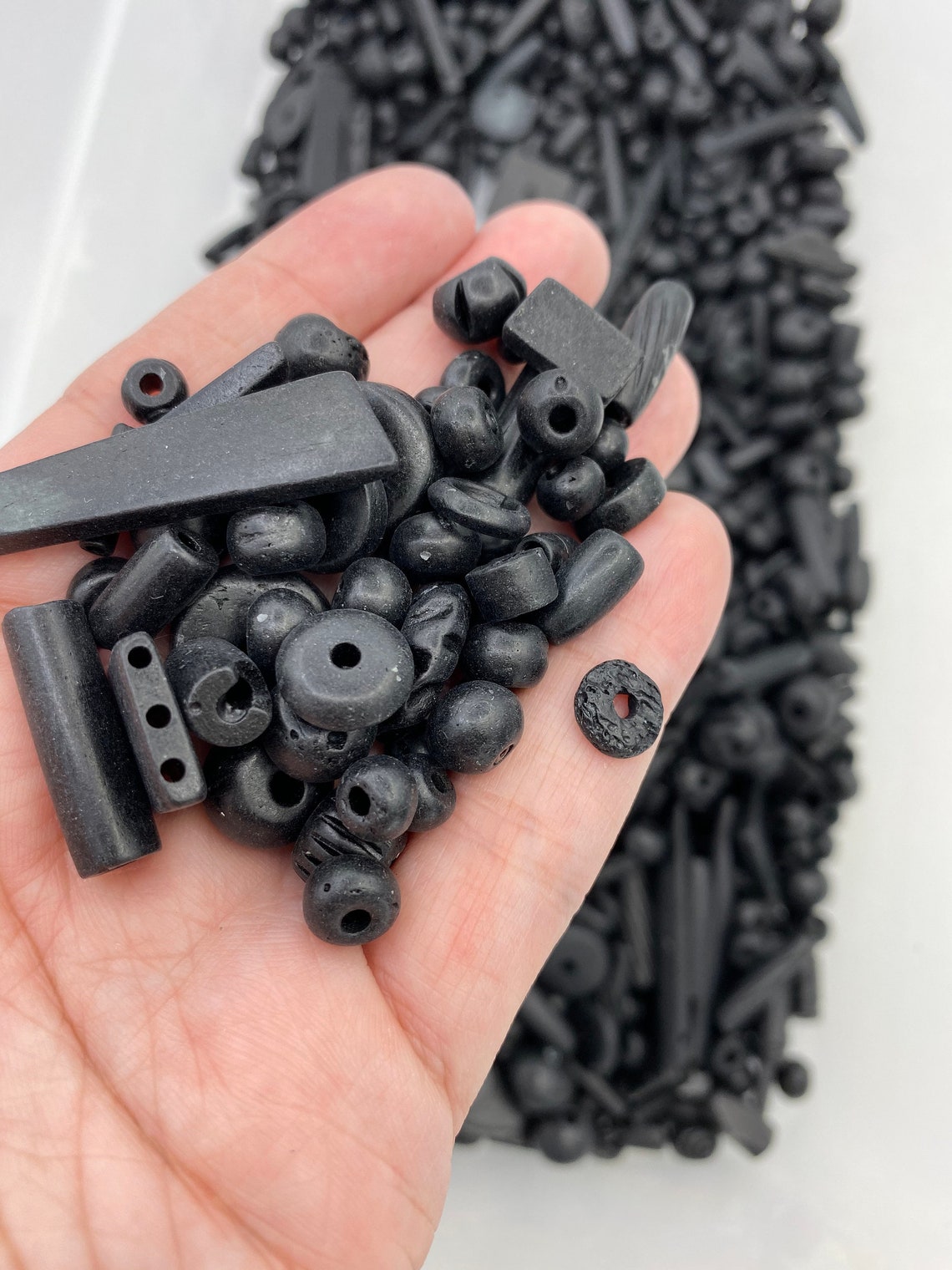 1/2lb Black Bone Bead Mix Carved Bone Bead Lot Half Pound | Etsy