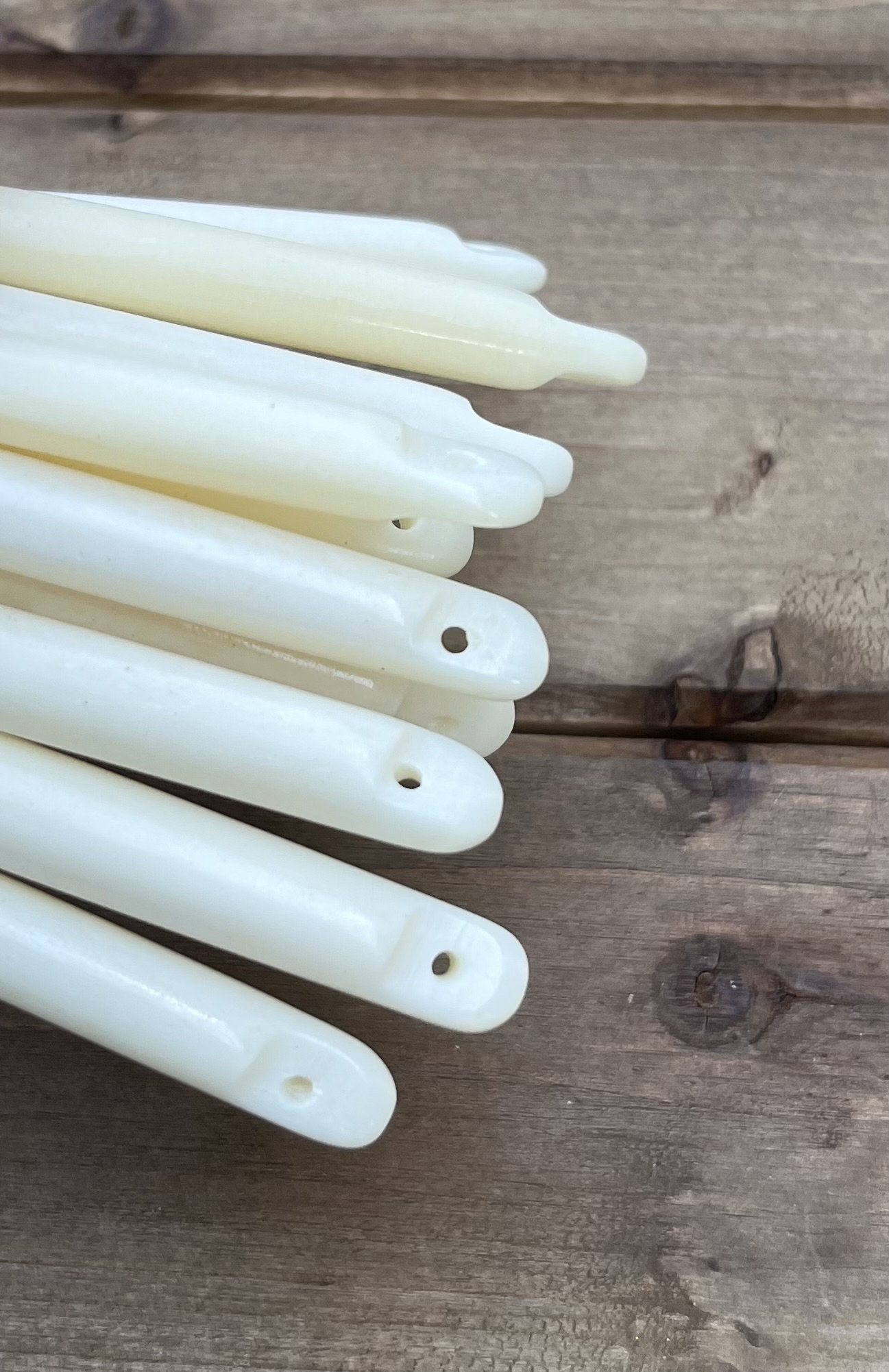 5pc 4" Bone Needle Pendants, Nalbinding, Bone Spikes, Carved Bone Beads ...