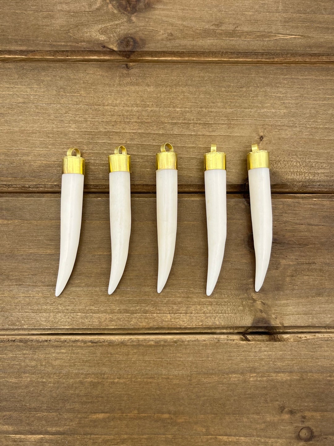 3pc 2.5 Carved Buffalo Bone Tusk Pendants, 66mm, Tooth Pendants, Water ...