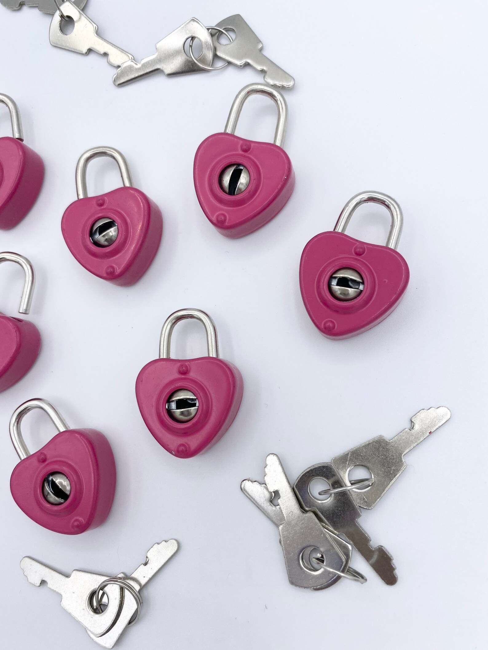 10pc Rose Pink Heart Locks, Heart Padlocks, Mini Locks, Valentines Day ...