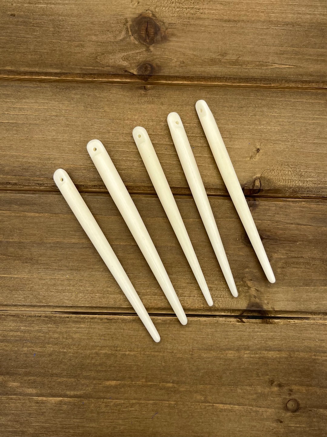 5pc 4" Bone Needle Pendants, Nalbinding, Bone Spikes, Carved Bone Beads ...