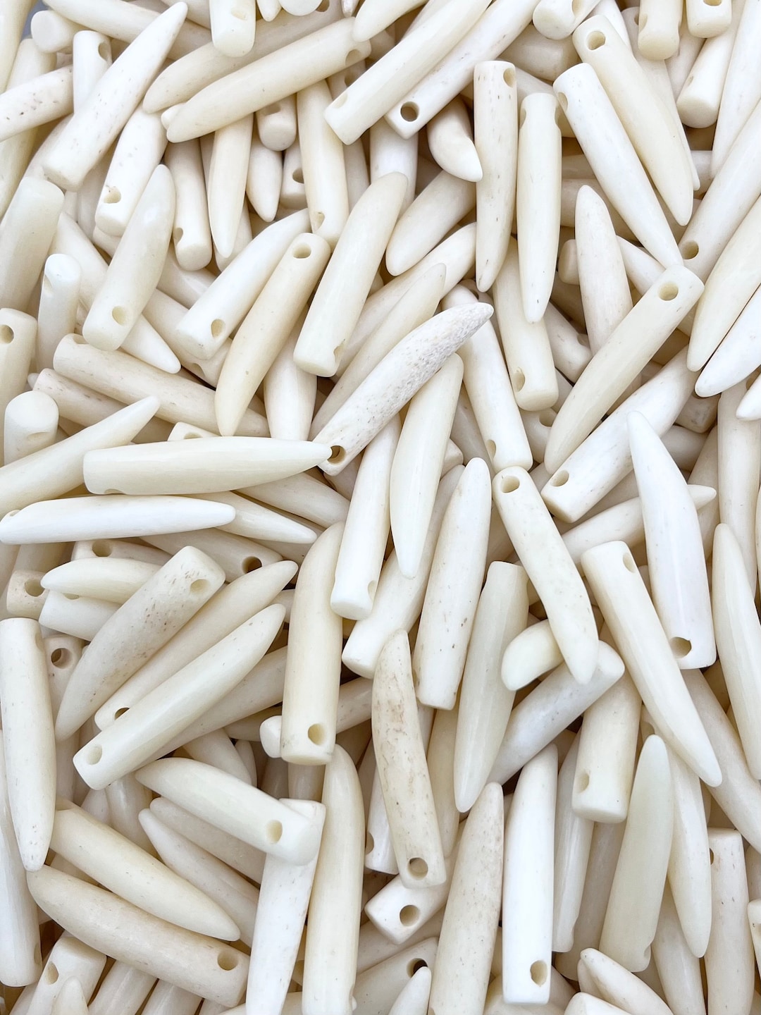10pc 1.5" Natural Bone Tusk Pendants, Carved Bone, Spike Pendants, Horn ...