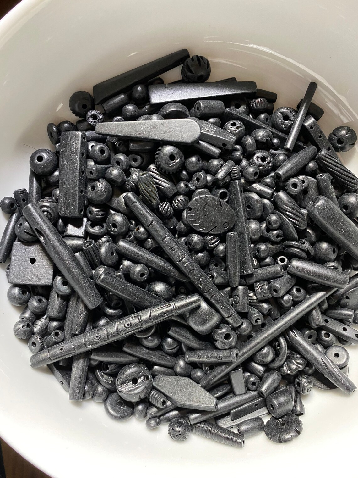 1/2lb Black Bone Bead Mix Carved Bone Bead Lot Half Pound | Etsy