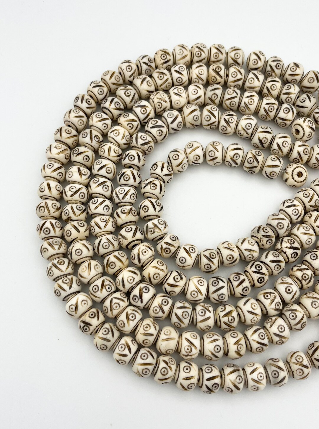 12mm Antique White Bone Bead Mix, 14 Strand, 40pcs, Carved Bone, Bead ...