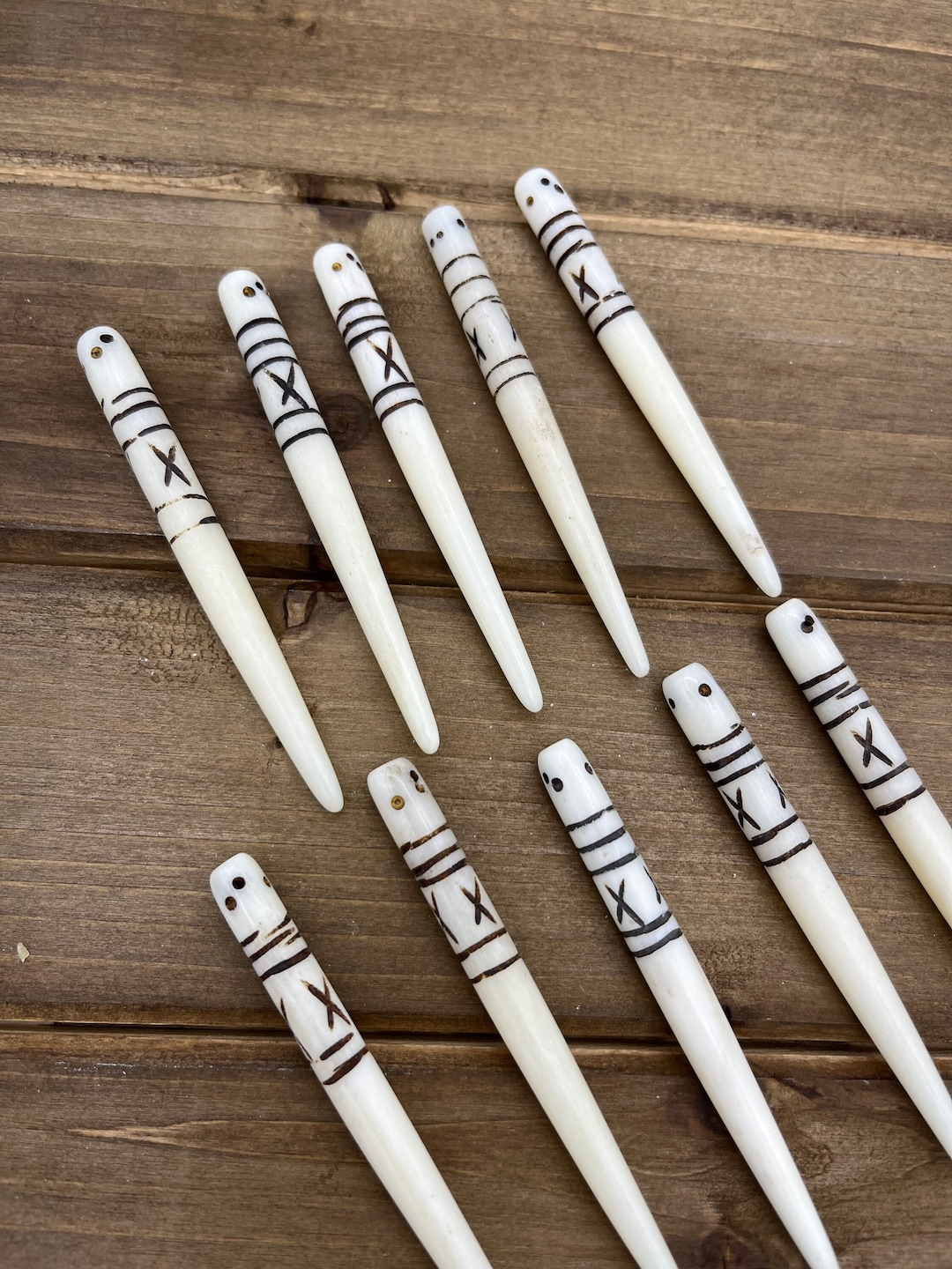 5pc 75mm Bone Spikes, Batik Bone Beads, Carved Bone Spike Pendants ...