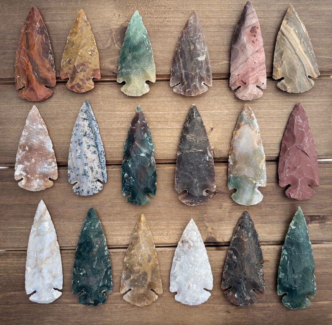 10pc+ 2.5" to 3" Arrowheads, Wholesale Lot, Hand Knapped Arrowheads, Spear Head, Large ...