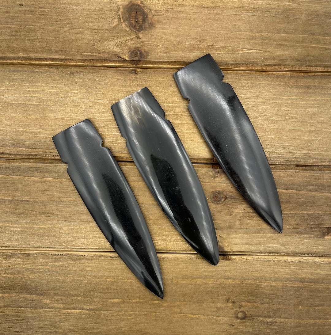 5" Black Horn Spear Head Arrowhead Carved Horn Polished Natural Horn ...