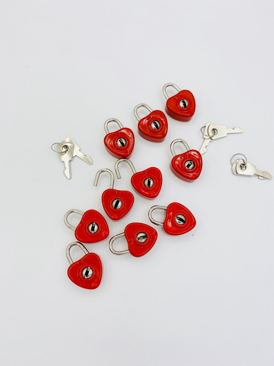 10pc Red Heart Locks, Heart Padlocks, Mini Locks, Valentines Day ...