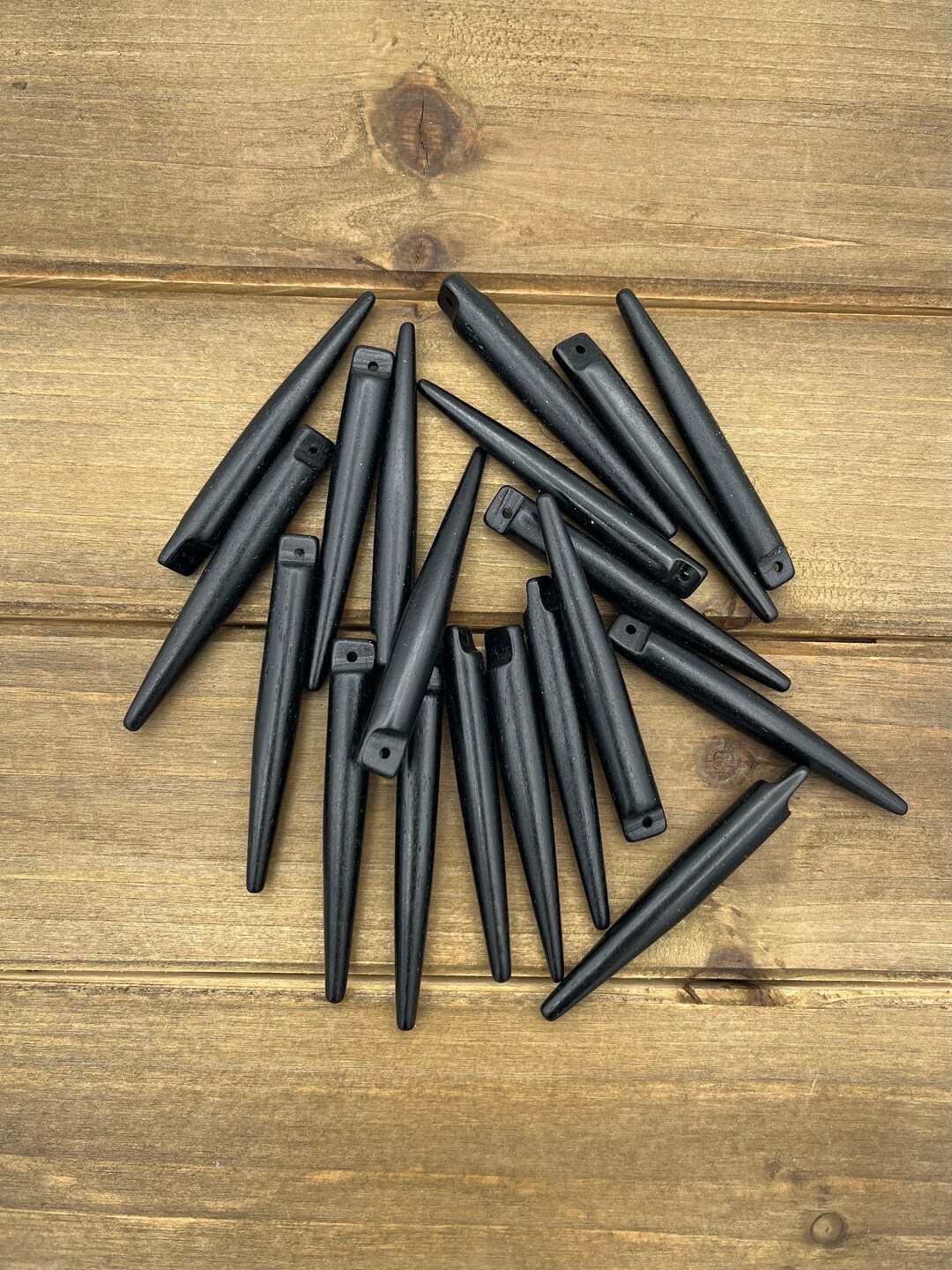Set of 2" Black Bone Spike Charms, 50mm to 63mm, Nalbinding, Bone ...