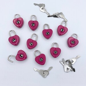 10pc Rose Pink Heart Locks, Heart Padlocks, Mini Locks, Valentines Day ...